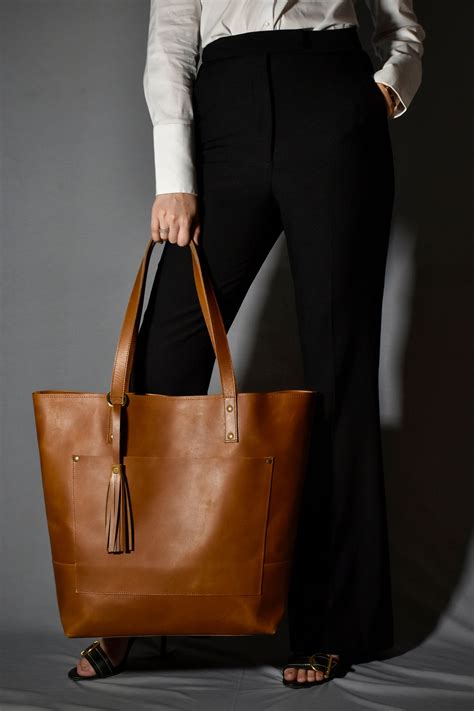 Black Leather Tote Bag For Woman Bestseller Handmade Large Etsy
