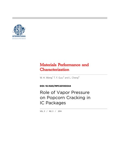 Pdf Role Of Vapor Pressure On Popcorn Cracking In Ic Packages