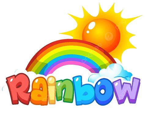 Rainbow Word Font With Sky Rainbow Background Design Vector Violet