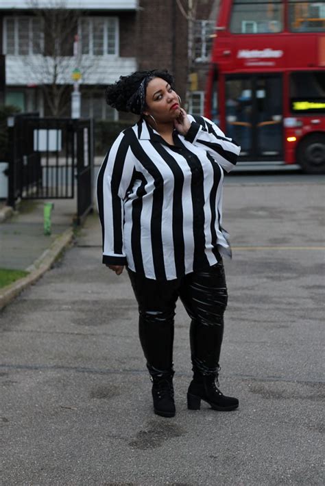 Plus Size Black And White Striped Shirt Attire Plus Size