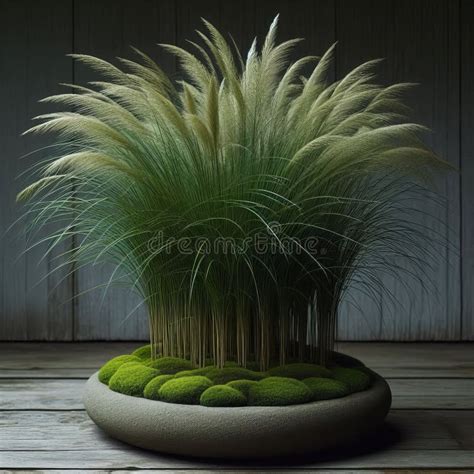 62 64 Japanese Rush Grass Ornamental Grass With Slender Geen Stock