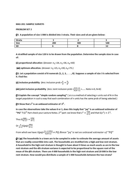 Mas 201 Problem Set 2 Pdf Sampling Statistics Estimator