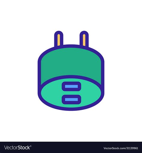 Round Plug Power Supply With Two Connectors Icon Vector Image