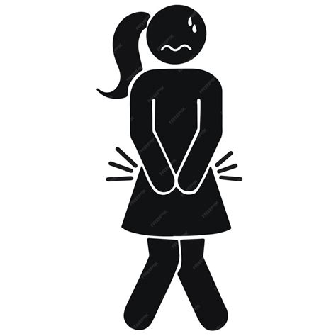 Premium Vector Vector Woman Holding Her Pee Icon Illustration