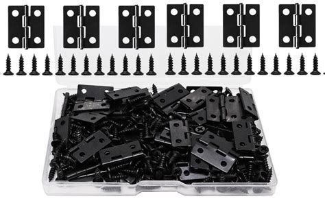 50 Pcs Small Hinges For Wooden Box 18 X 15mm Mini Black Hinges With