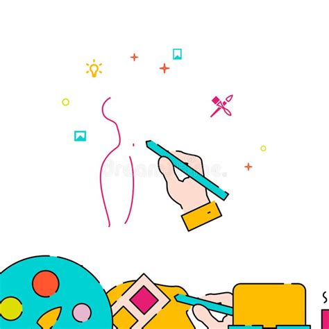 Hand Draws A Nude Filled Line Icon Simple Illustration Stock