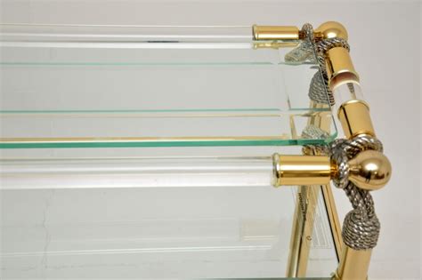 1970s Vintage Lucite And Gold Leaf Console Table By Curvasa