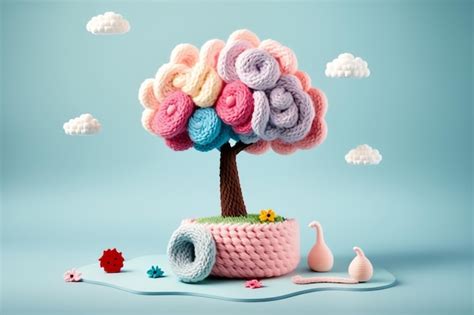 Premium Photo Cute Trees Knitting Colorful