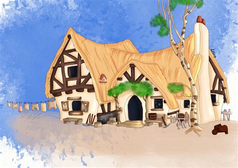 Disney Snow White And The 7 Dwarfs The Dwarfs Cottage Disney Art