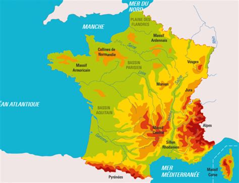Carte De France Fleuves Et Reliefs Kyds