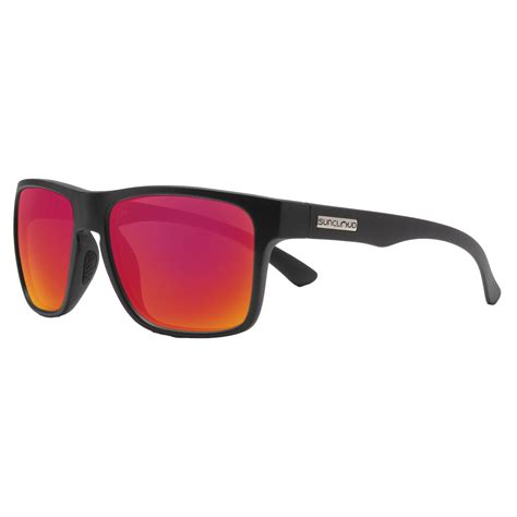 Suncloud Rambler Sunglasses Matte Black Frame Polarized Red Mirror Lens Melton Tackle