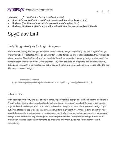 Spyglass Lint Pdf Software Development Computer Science