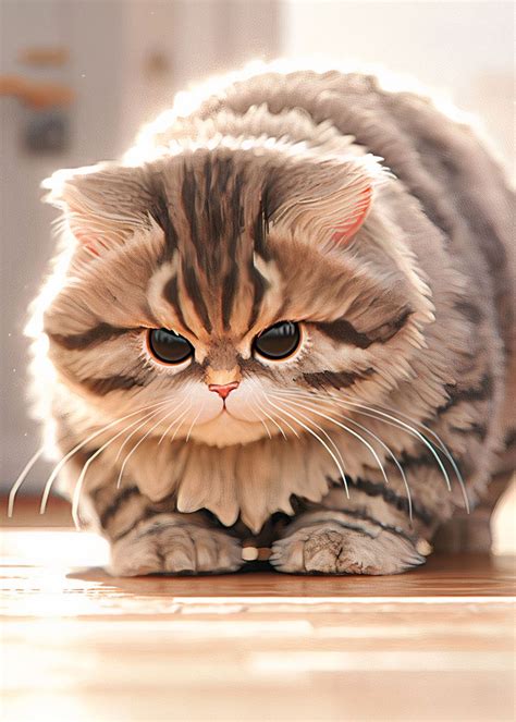 Cute Fat Tabby Cat Poster Picture Metal Print Paint By Morgan