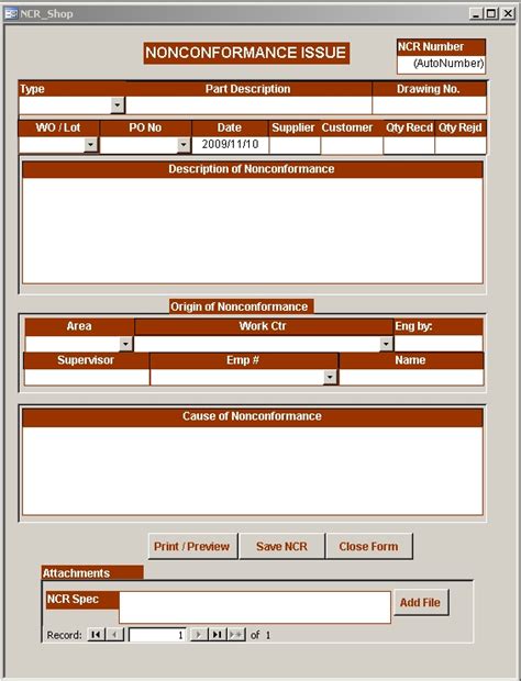 Non Conformance Report Form Template Cardtemplatemyid