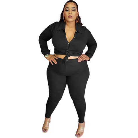 Plus Size Black Blouse And Pants Two Pieces Us 1013 Lover
