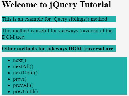 JQuery Siblings Examples To Implement JQuery Siblings Method