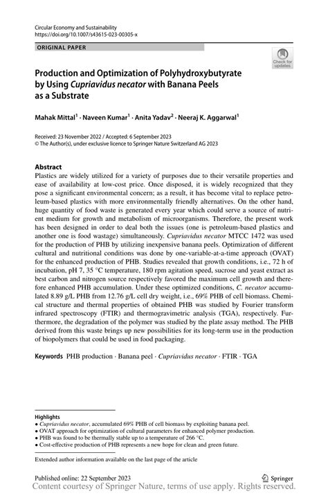 Production And Optimization Of Polyhydroxybutyrate By Using Cupriavidus