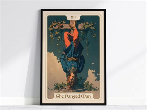 The Hanged Man Tarot Card Framed Poster Rider Waite Art Nouveau Design