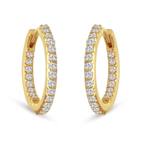 Diamonds Hoop Earrings 075 Inch 14k Yellow Gold 086 Carat Handmade
