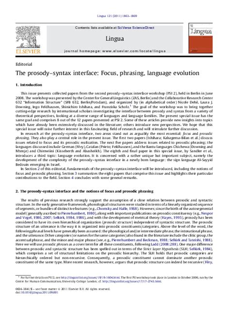 the prosody syntax interface focus phrasing language evolution