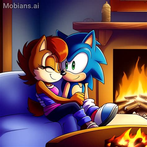 Sally And Sonic Snuggle Before Ski Lodge Fire By Lightreading2 On