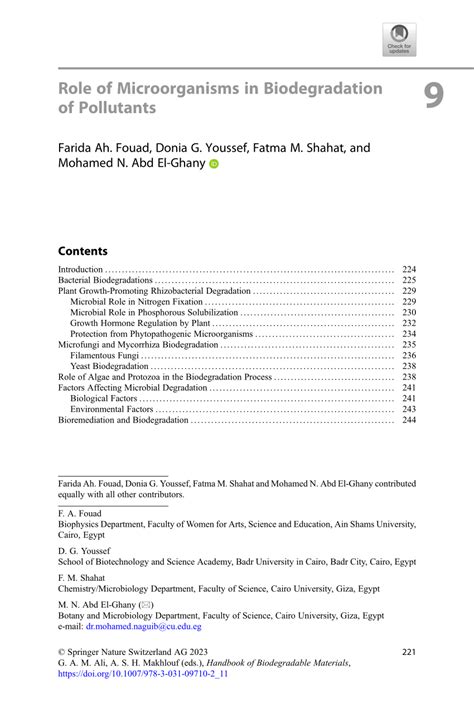 Pdf Role Of Microorganisms In Biodegradation Of Pollutants