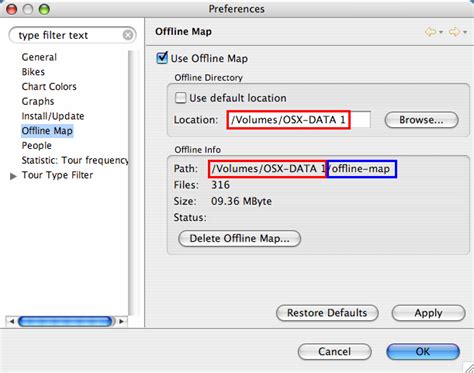 documentation preferences offline map mytourbook