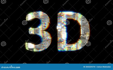 Glitch And Chromatic Aberrations Cybernetical Text 3d On Black