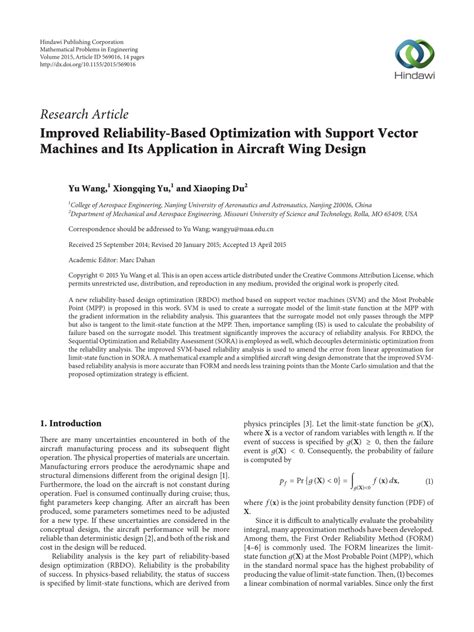 Pdf Improved Reliability Based Optimization With Support Vector Machines And Its Application