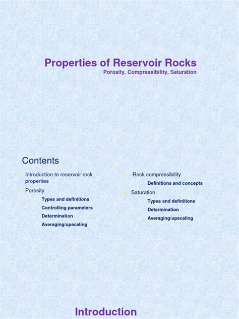 Rock Properties Porosity Compressibility Saturation Pdf Porosity