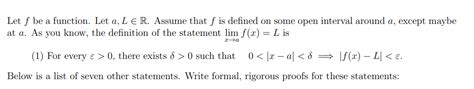 Solved Let F Be A Function Let A LR Assume That F Is Chegg