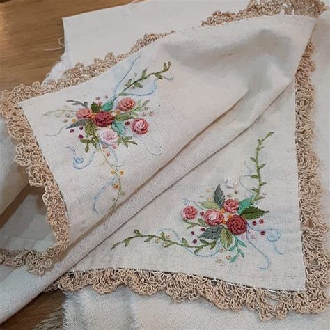 프랑스자수 일산프랑스자수 프랑스자수mimi 자수소품 일산프랑스자수공방 테이블러너손뜨개레이스 Embroidery