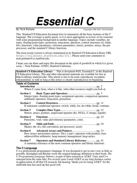 essential c pdf c programming language pointer computer