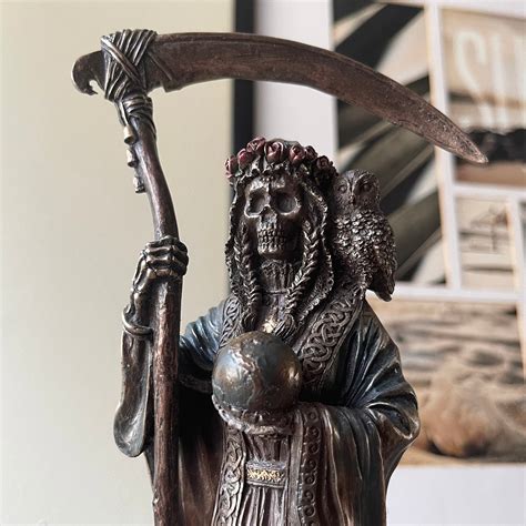 Santa Muerte Altar Statue With Scythe And Globe Shopteli