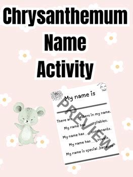 Chrysanthemum Name Worksheet By Mrscassidyscampers Tpt