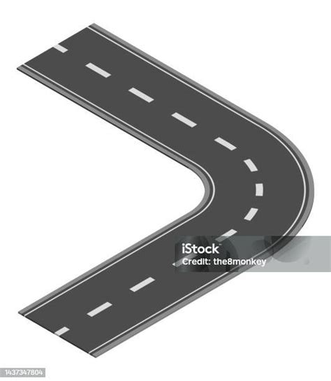 고속도로 도시 스트리트 맵 교통 생성을위한 아이소메트릭 도로 요소 곡선이있는 도로 및 경로의 아스팔트 부분 0명에 대한 스톡