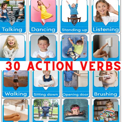 Printable 30 Action Verbs Ideal For Speech Therapy Download Now Etsy