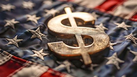 Money Dollar Sign On Full American Usa Flag Symbolizing The Economic Strength Stock Illustration