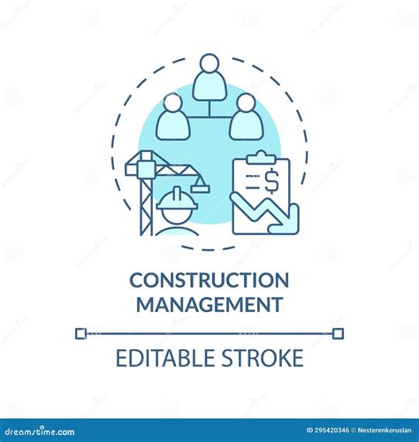 Thin Line Blue Icon Construction Management Concept Stock Illustration