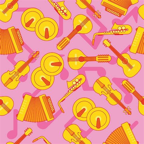Premium Vector Colored Seamless Pattern Background With Musical