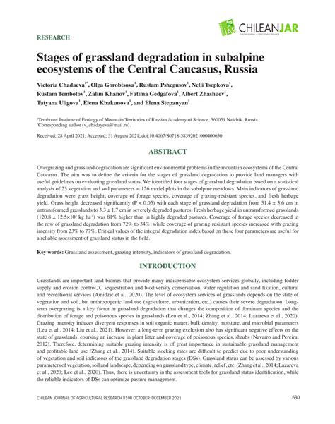 Pdf Stages Of Grassland Degradation In Subalpine Ecosystems Of The Central Caucasus Russia