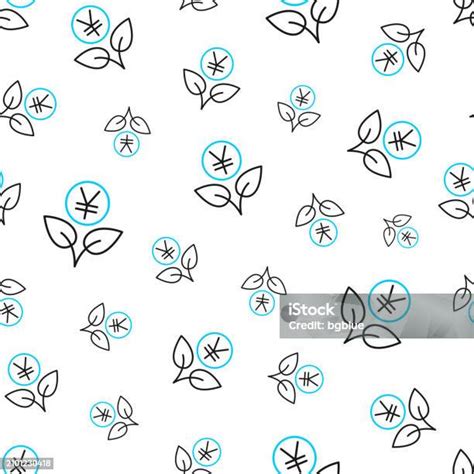 Growing Yen Seamless Pattern Line Icons On White Background Stock