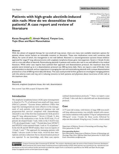 Pdf Patients With High Grade Alectinib Induced Skin Rash How Do We