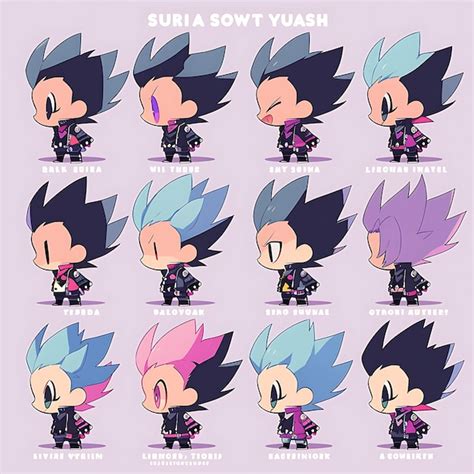 Premium Photo Character Anime Of Male Chibi Kawaii Techno Punk Fashion Acidic Colors Spiked C