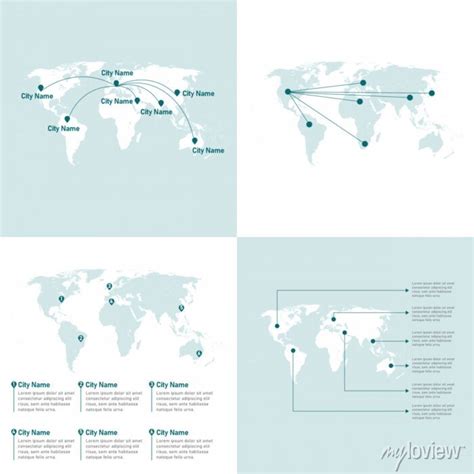 World Map Infographic Set World Map Vector Map Countries Map