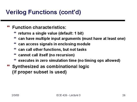 ECE 426 VLSI System Design Lecture 3 Verilog
