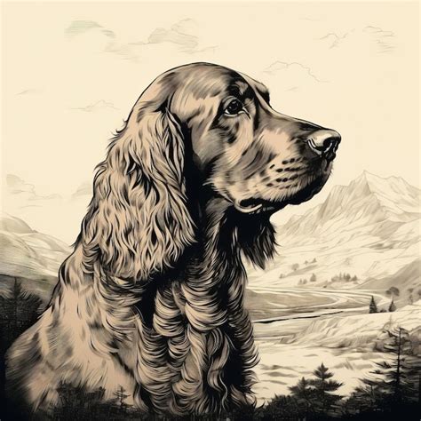 Premium Photo Realistic Landscape Illustration Of British Cocker