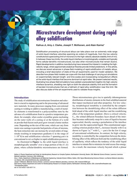 pdf microstructure development during rapid alloy solidification