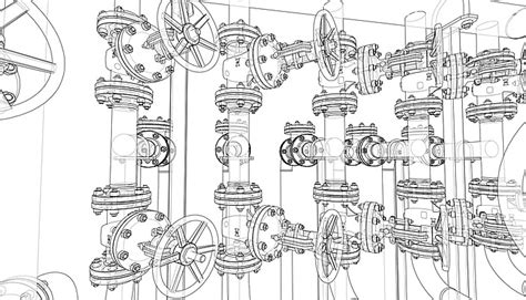 Sketch Of Industrial Equipment Vector Stainless Drawing Pipeline Vector