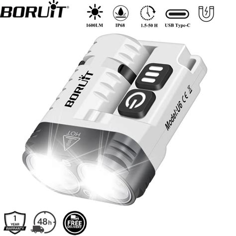 Boruit U6 Sst20 Led Edc Flashlight Keychain Work Light Type C